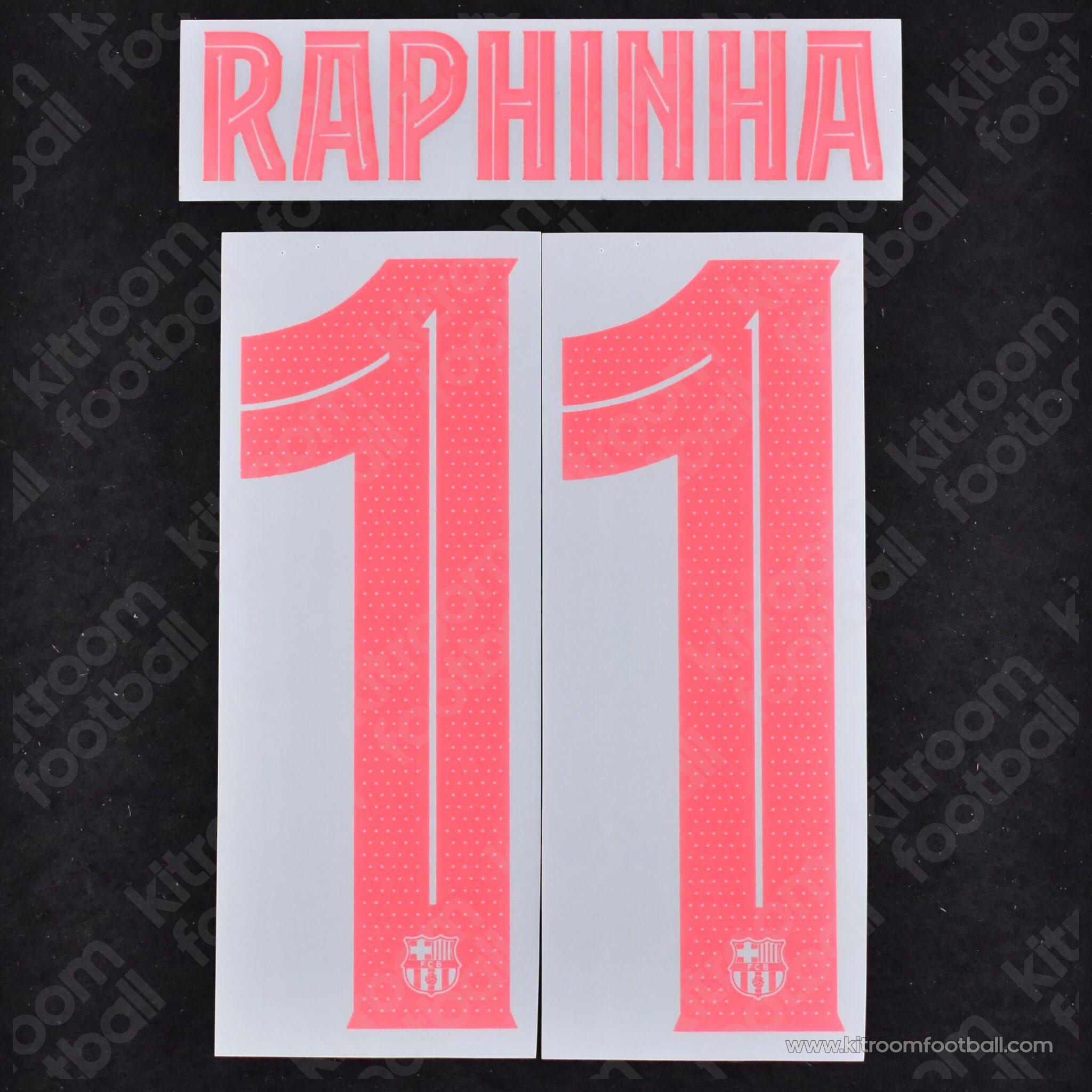 Original Player Issue 2024-25 Barcelona Away Name Set #11 RAPHINHA Cup ...